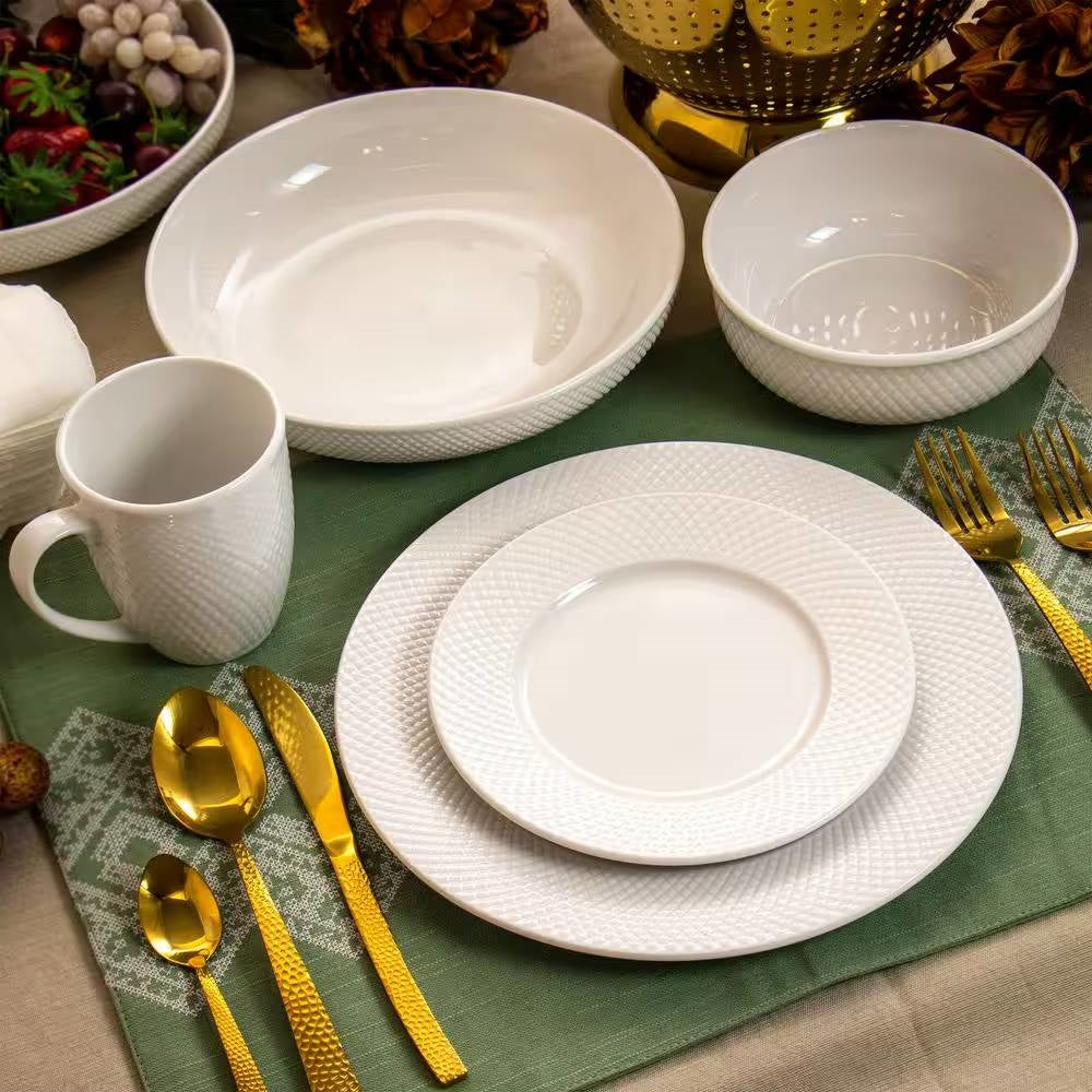 18-Piece White Porcelain Dinnerware Set with Plates Bowls Mugs - Servi ...