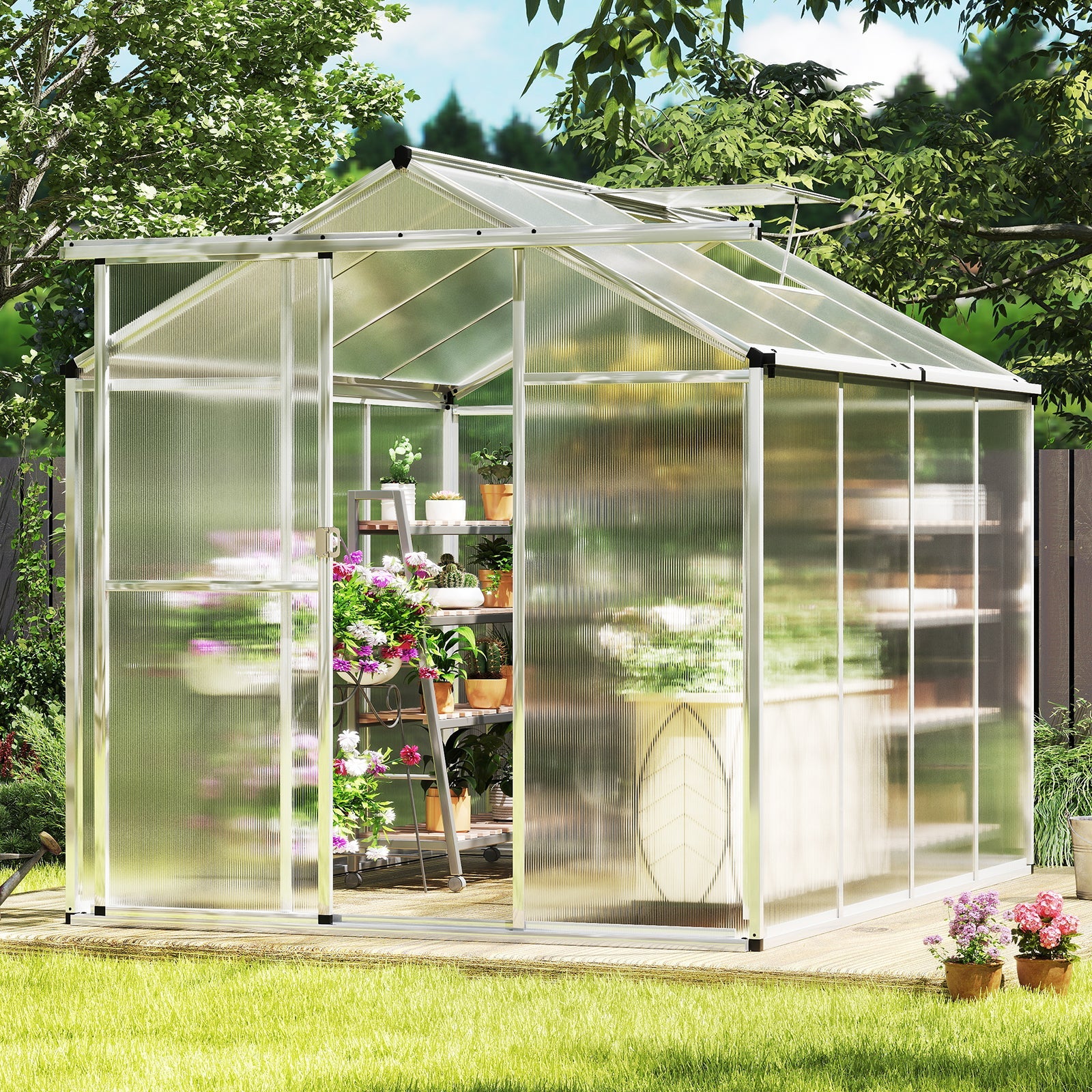 Linensnthings.com Large Walk-in Green House with Rain Gutters and ...