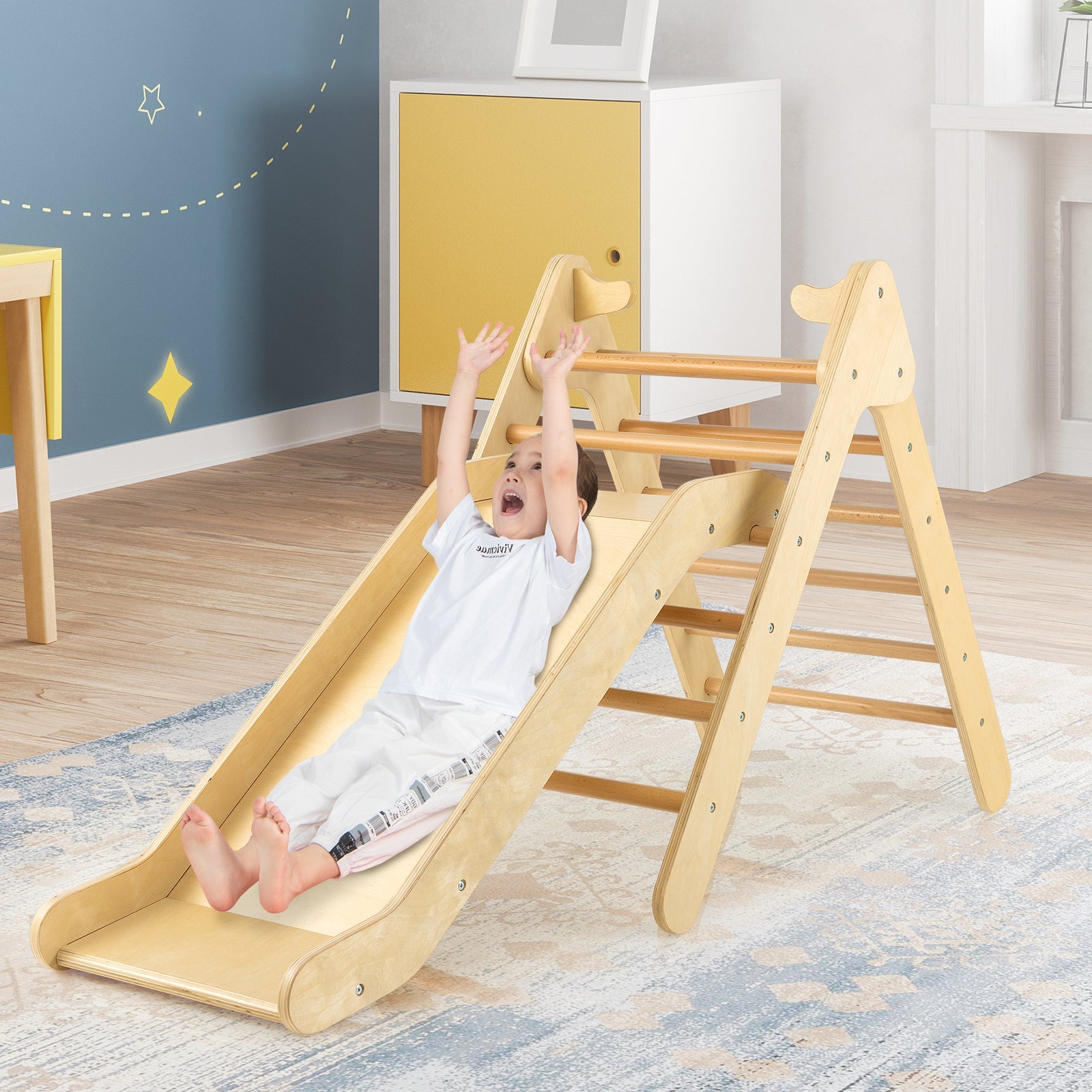 Linensnthings.com 2-in-1 Wooden Triangle Climber Set with Gradient ...