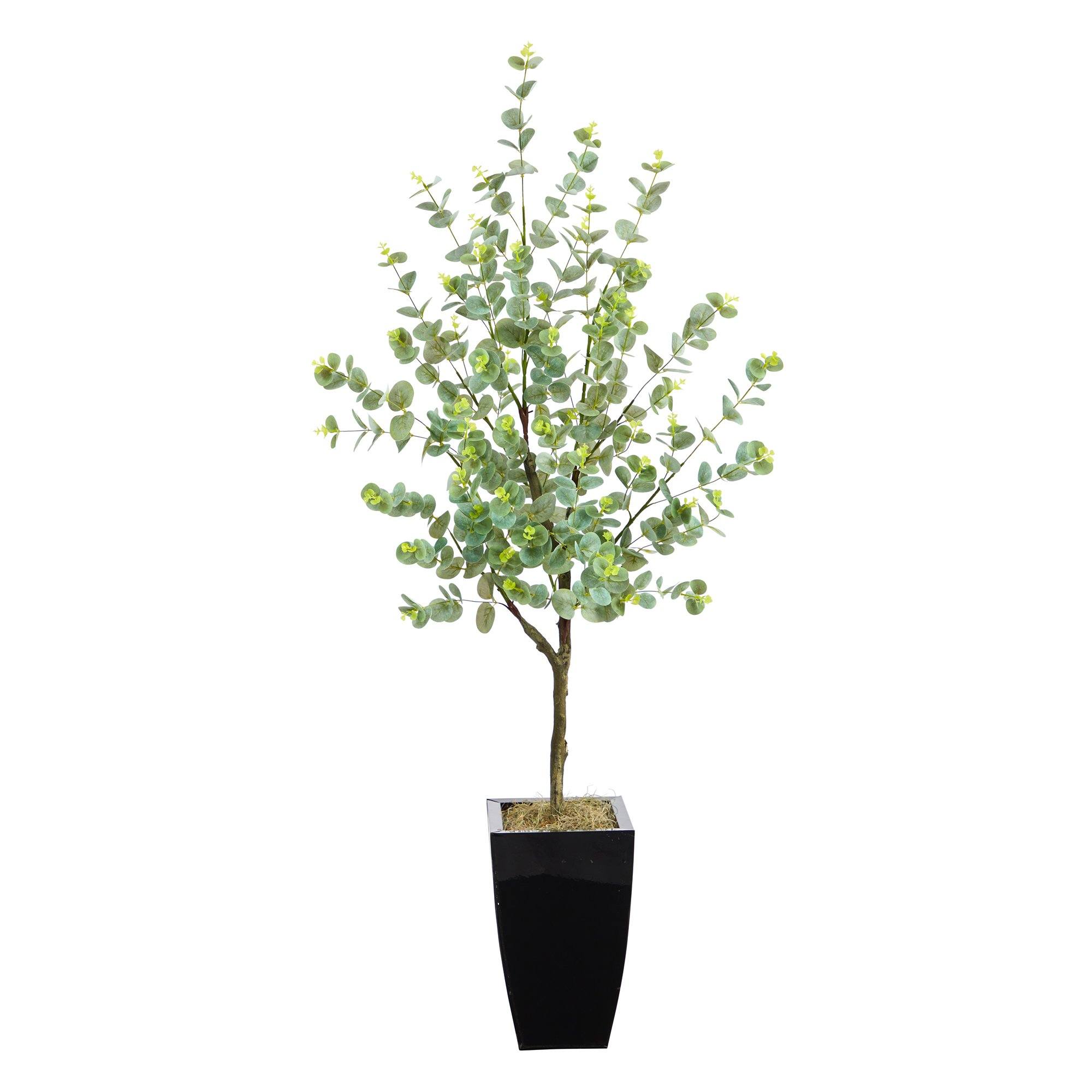 Linensnthings.com 4.5’ Eucalyptus Artificial Tree in Black Metal ...